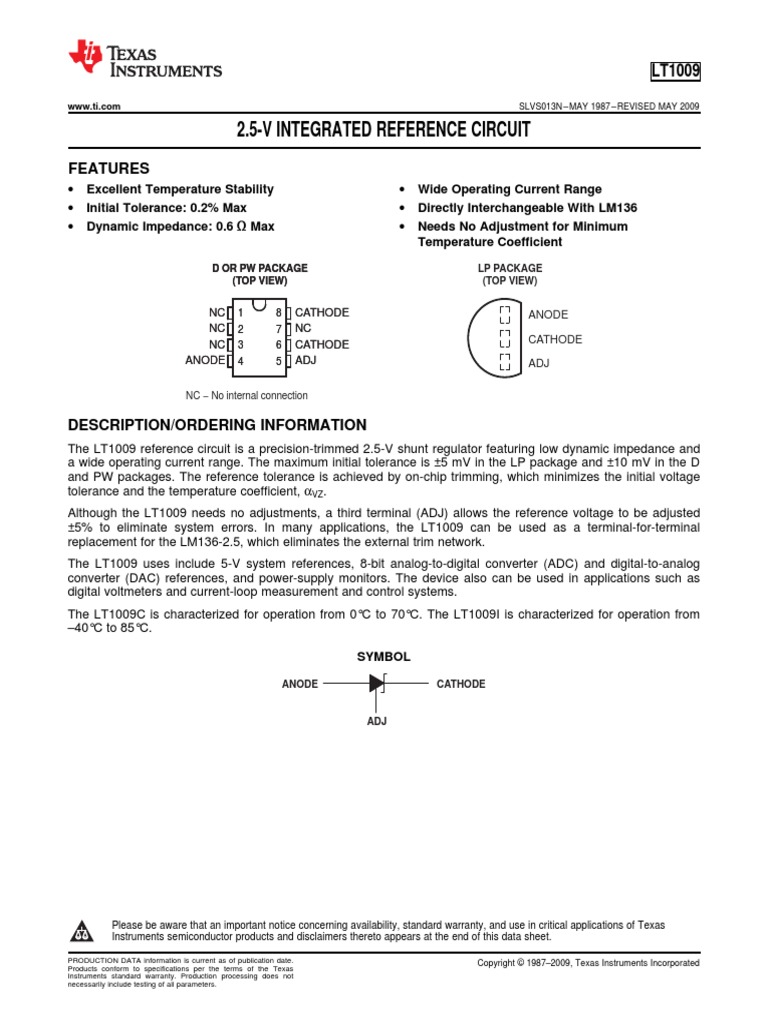 2.5-V Integrated Reference Circuit: Features | PDF | Electrical ...
