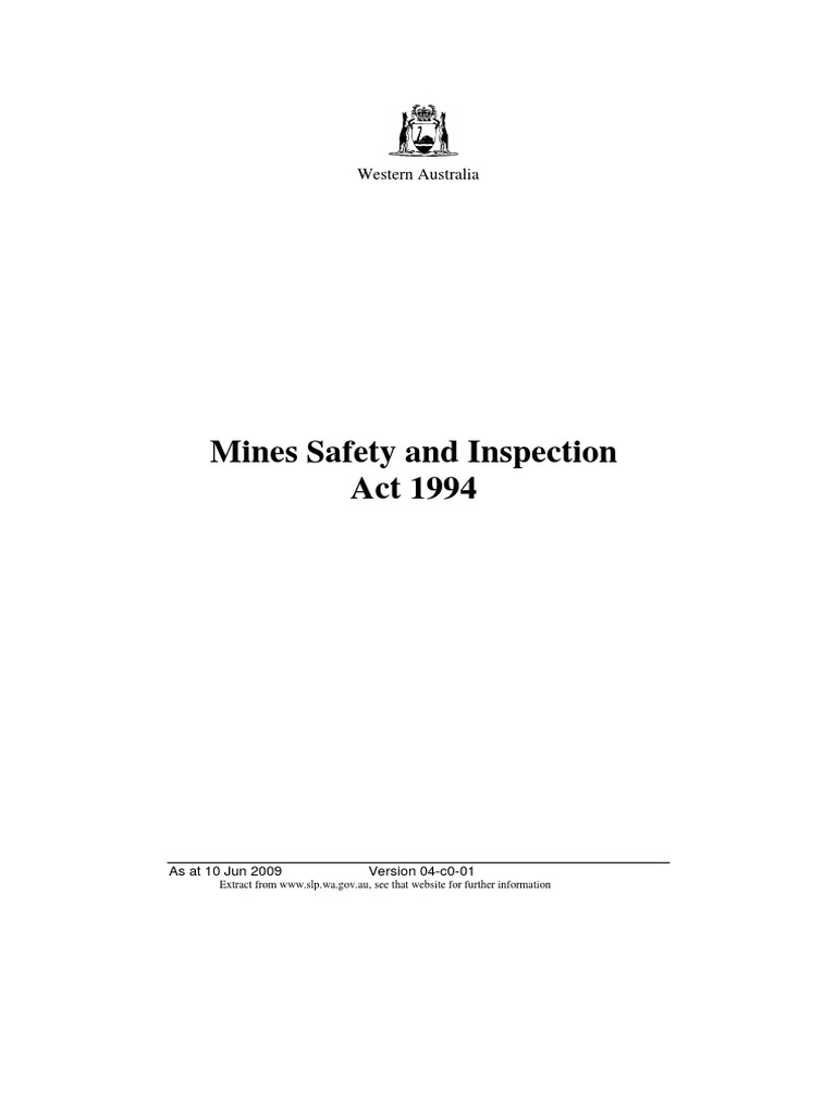 Mine Safety Act 1994 | Download Free PDF | Mining | Occupational Safety ...