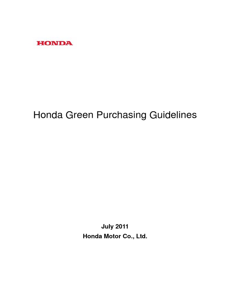 Honda Green Purchasing Guidelines 2011 | PDF | Life Cycle Assessment ...
