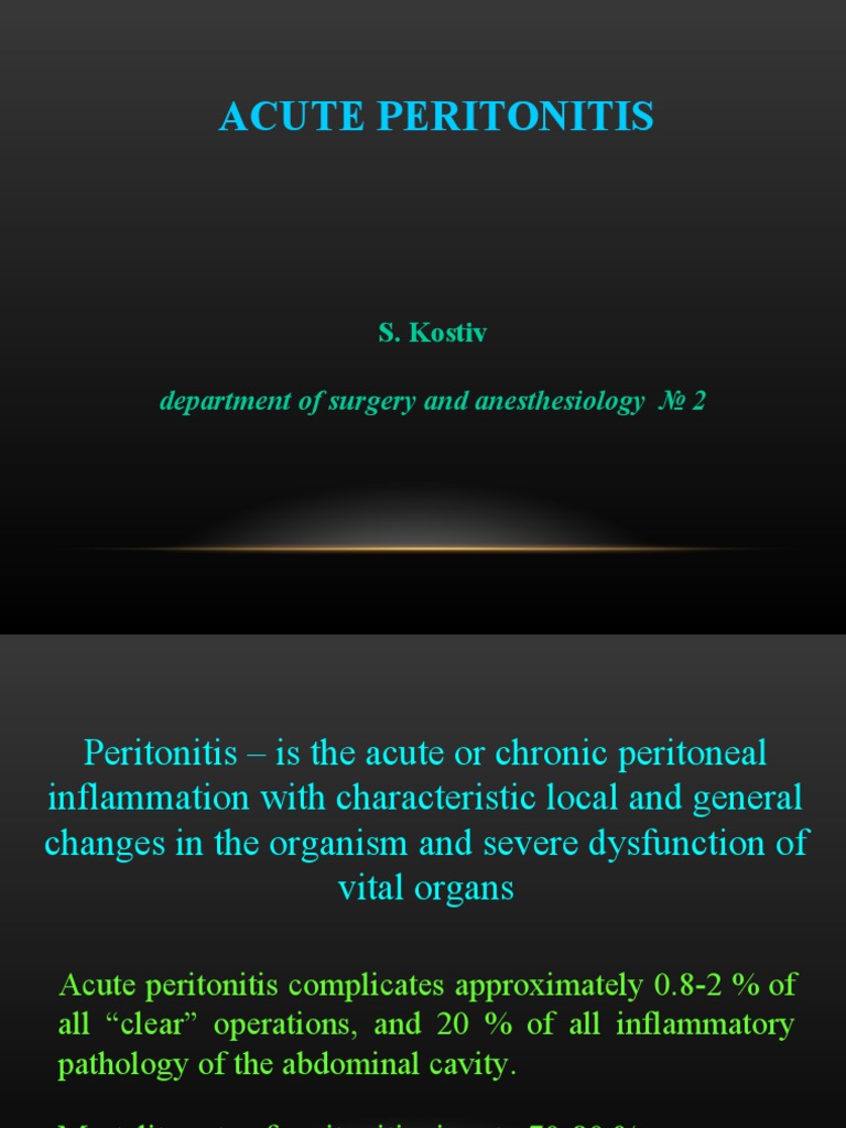 06 Peritonitis. Acute General Purulent and Encapsulated Peritonitises | PDF | Peritoneum ...