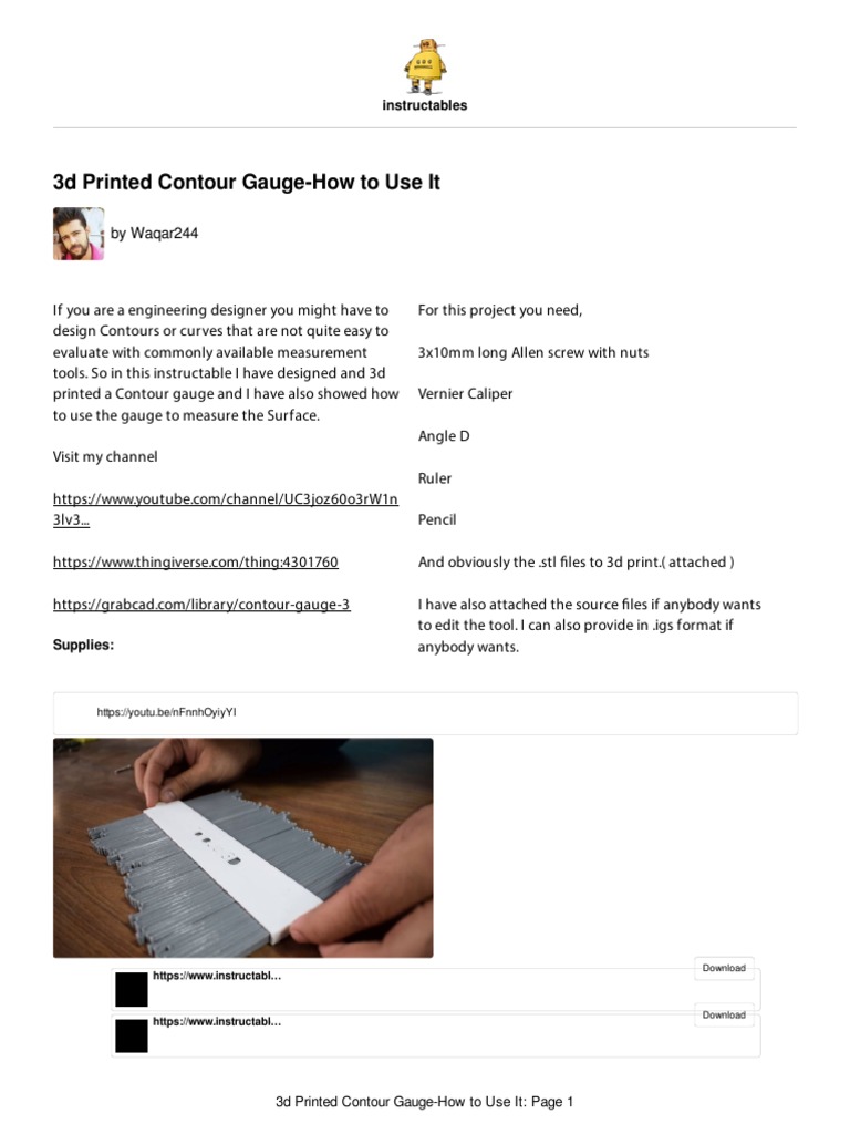 3d Printed Contour Gauge-How To Use It: Instructables | PDF | 3 D Printing