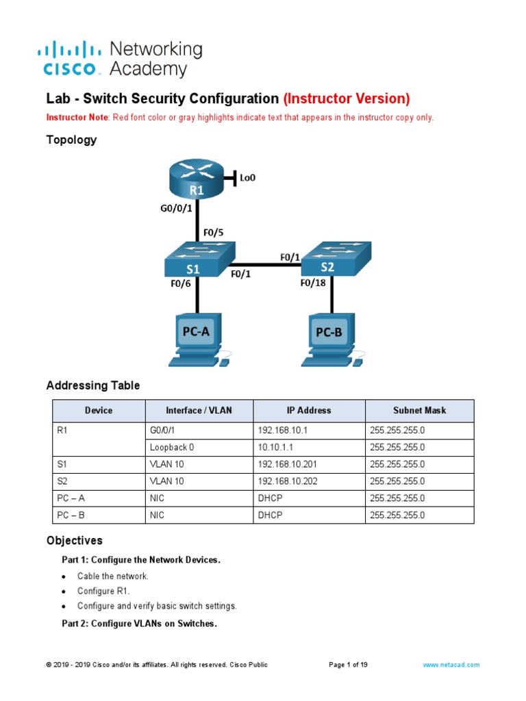 11.6.2 Lab - Switch Security Configuration - ILM | PDF | Network Switch ...