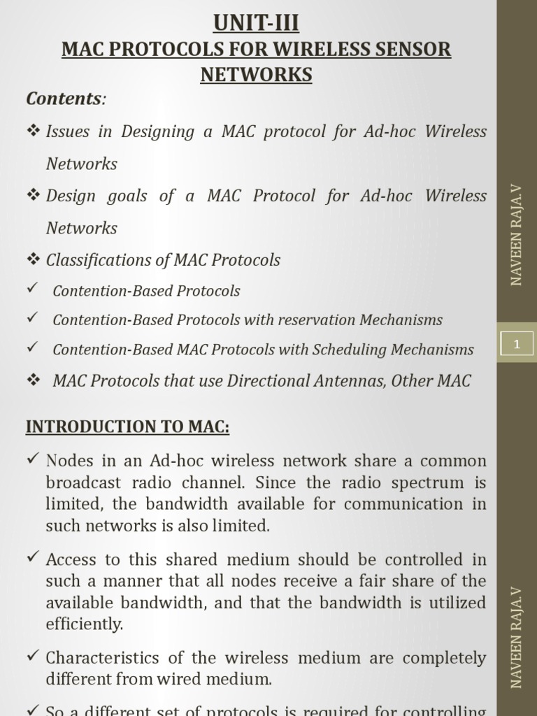 Mac Protocols For Wireless Sensor Networks: Contents | PDF | Quality Of ...