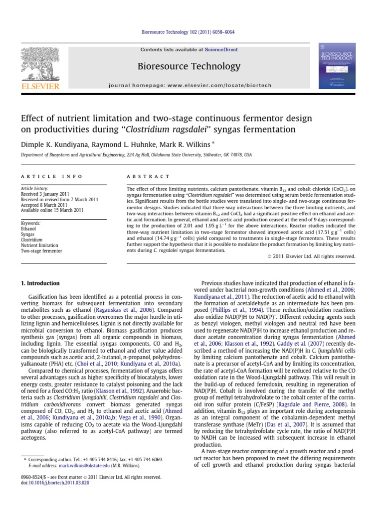 Effect of Nutrient Limitation and Two-Stage Continuous Fermentor Design ...