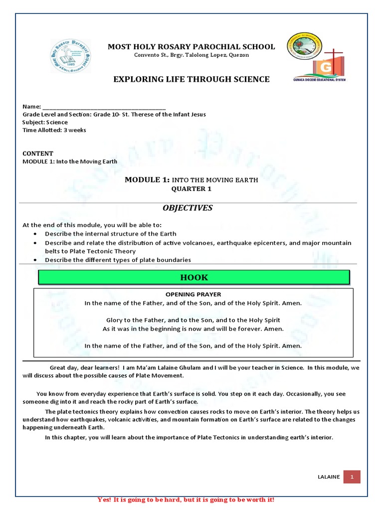 Science Gr.10 Module 1 | PDF | Plate Tectonics | Geophysics