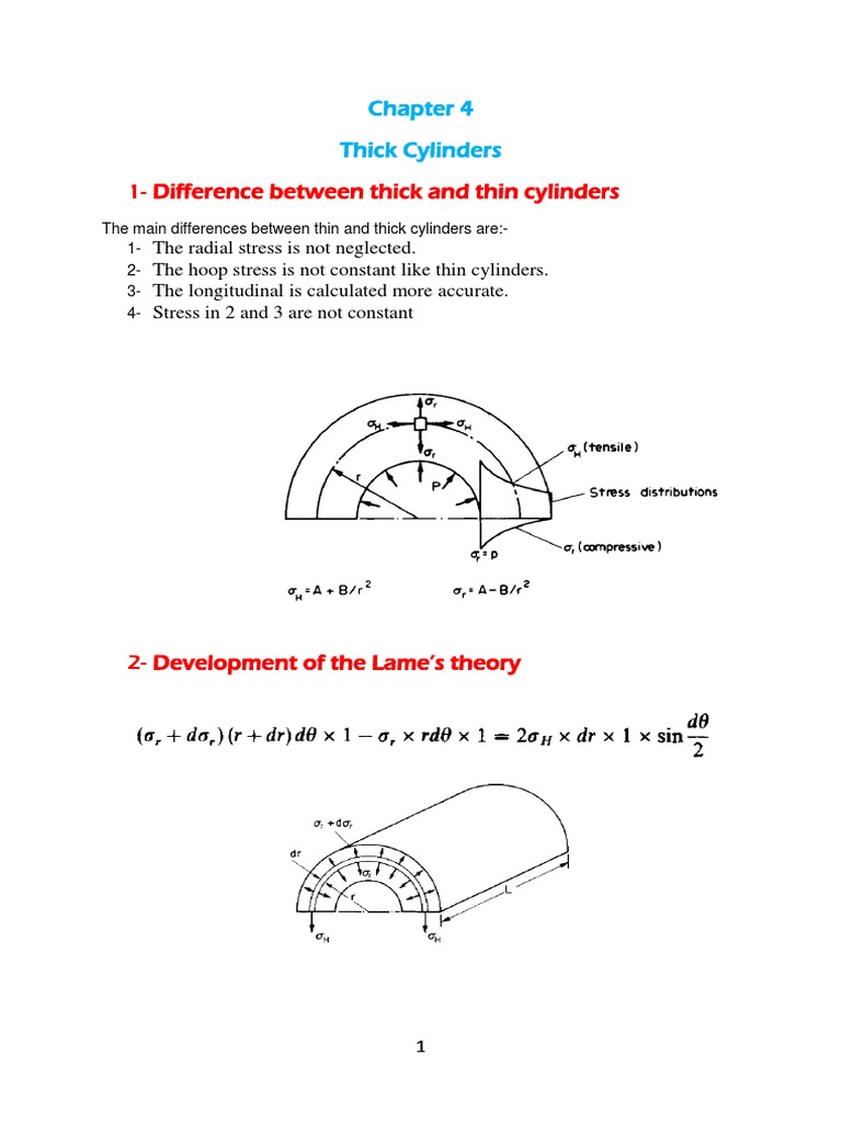 1-Difference Between Thick and Thin Cylinders | PDF