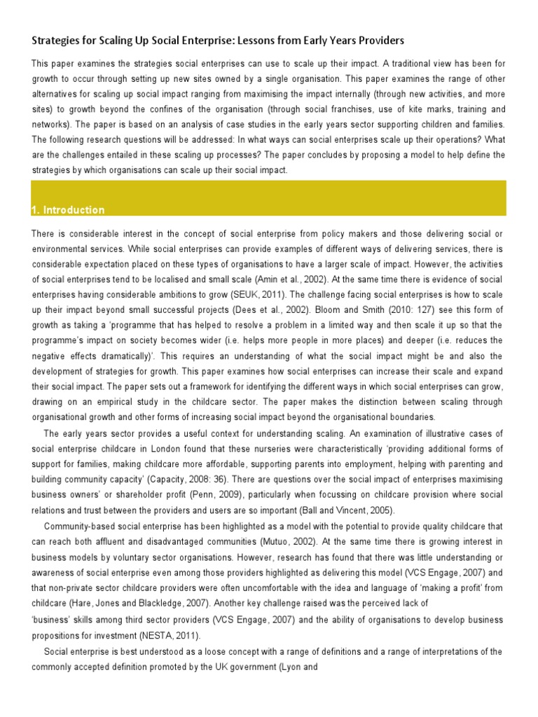 Scaling Strategies for Social Enterprises | PDF | Social Enterprise ...