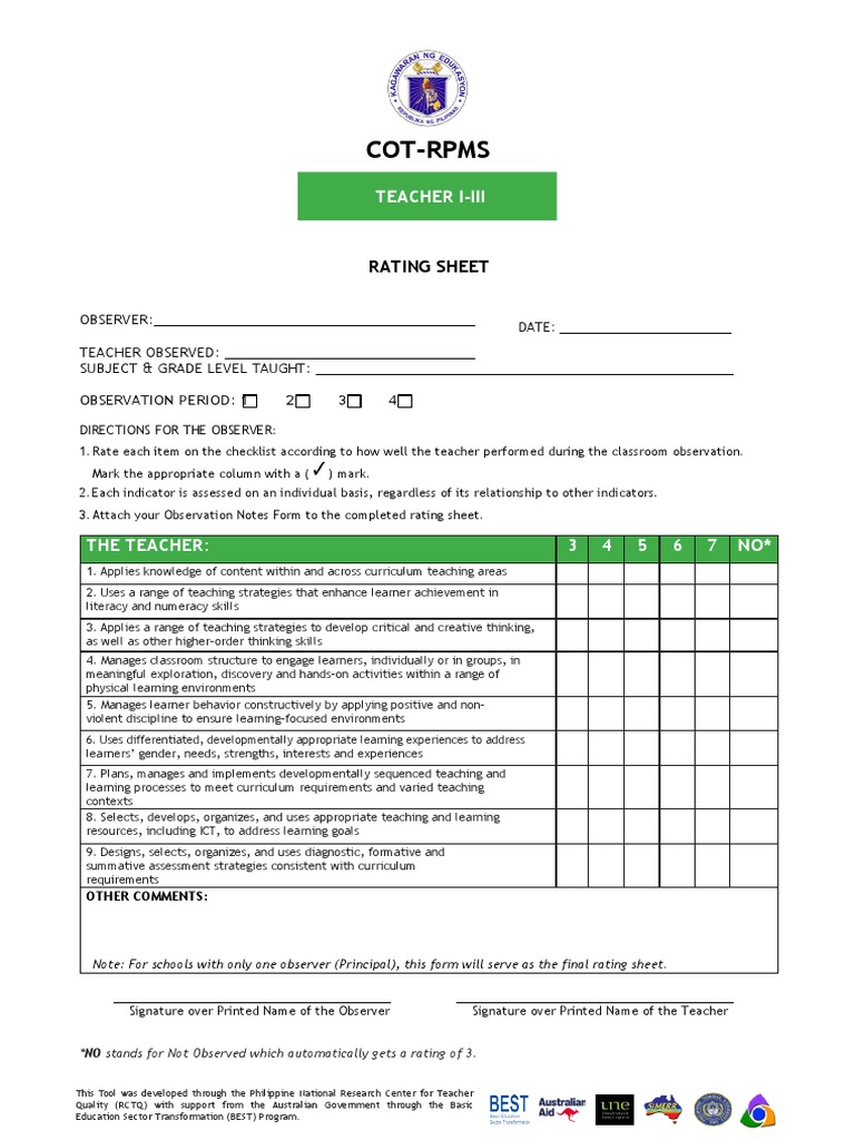 AppendixJ COT T1-3.final | PDF | Learning | Curriculum