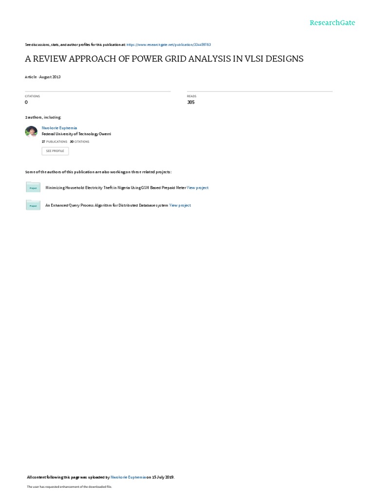 VLSI Power Grid Analysis Review | PDF | Power Inverter | Logic Gate