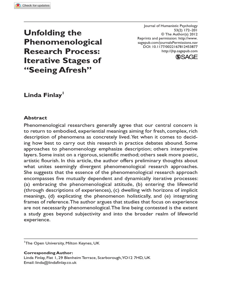 Unfolding The Phenomenological Research Process: Iterative Stages of ...