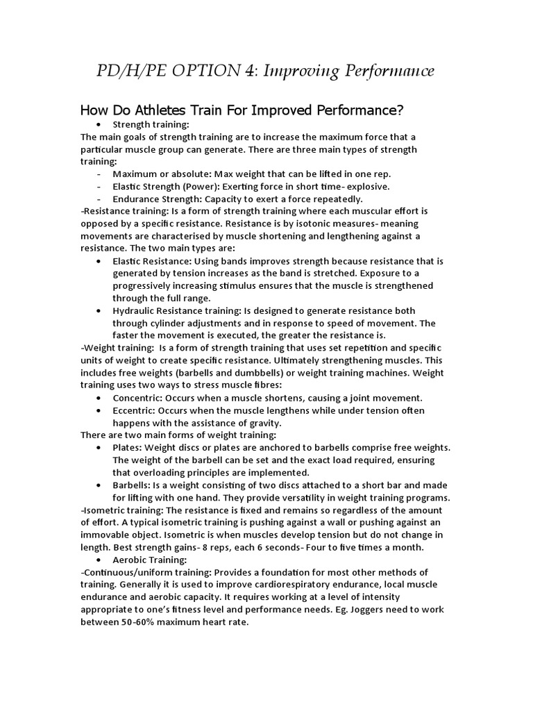 PD/H/PE OPTION 4: Improving Performance: How Do Athletes Train For ...