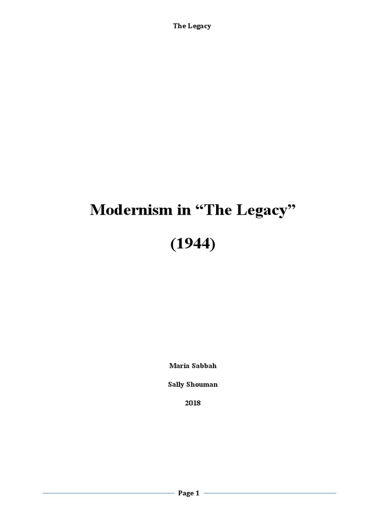 Modernism in "The Legacy" (1944) | PDF | Virginia Woolf | Feminism