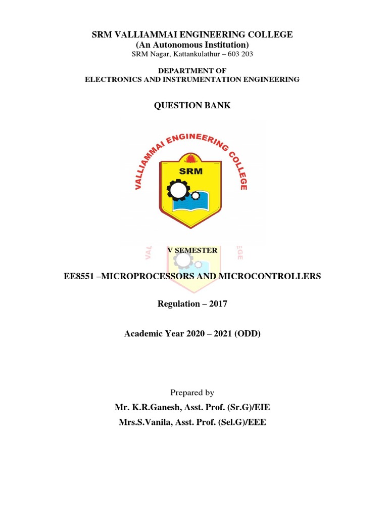 EE8551-Microprocessors and Microcontrollers | PDF | Microcontroller | Central Processing Unit