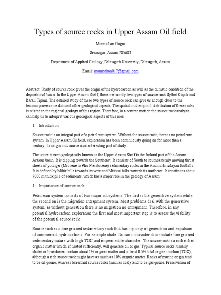Source Rock Analysis | PDF | Sedimentary Rock | Rock (Geology)