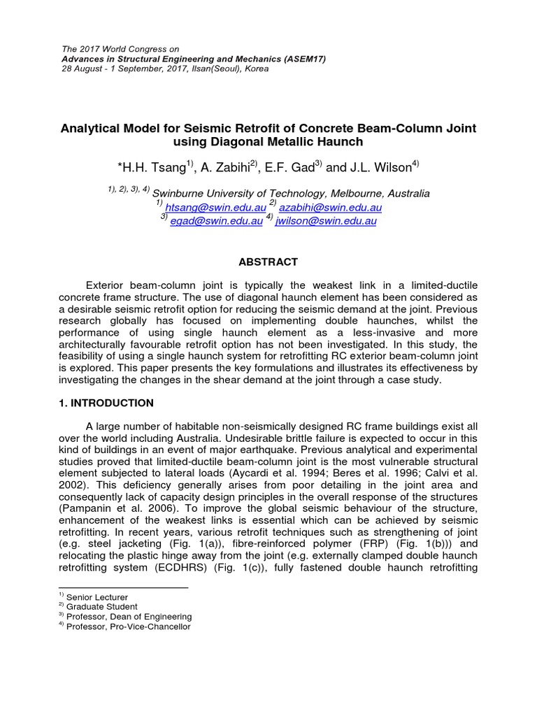 Analytical Model For Seismic Retrofit of Concrete Beam-Column Joint ...