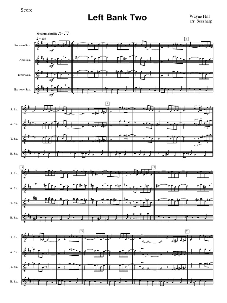 Left Bank Two Saxophone Score | PDF | Saxophone | European Musical ...