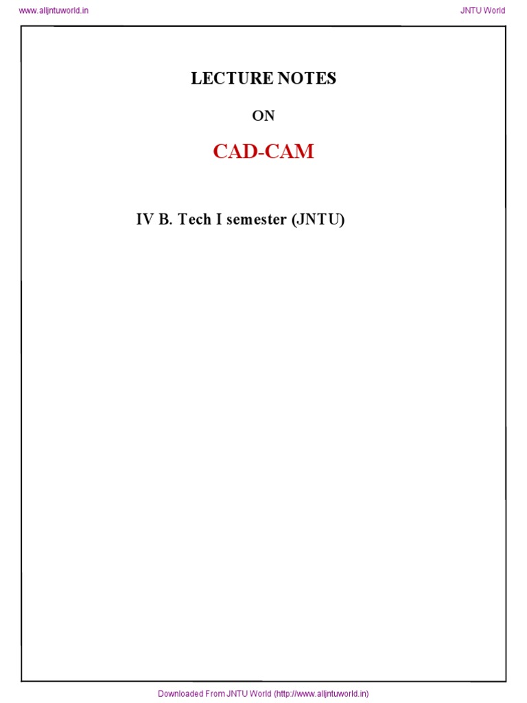 CAD-CAM Lecture Notes for JNTU | PDF | Numerical Control | Computing