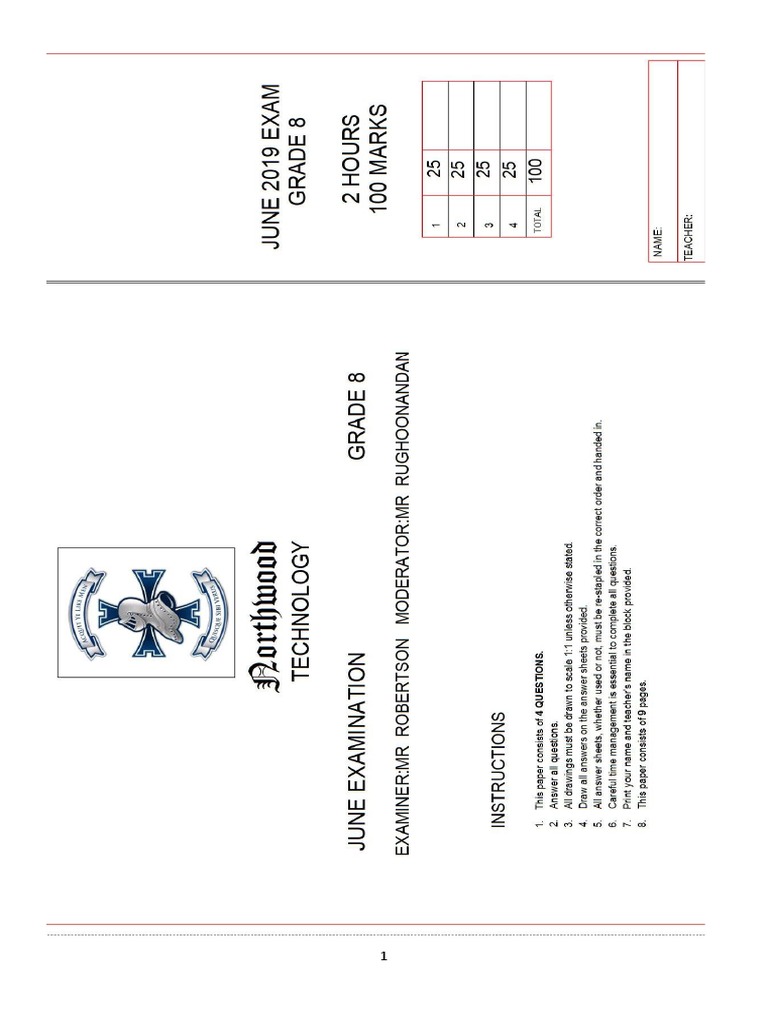 Grade 8 Technology June 2019 Exam | Download Free PDF | Force | Civil ...