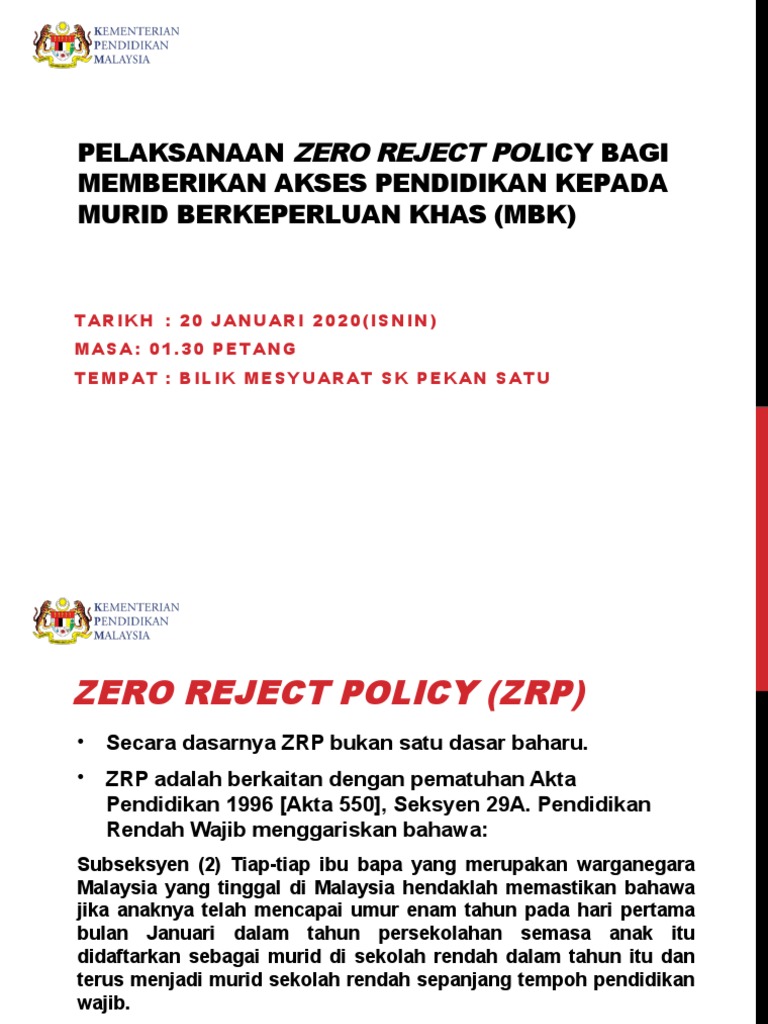 Taklimat ZERO REJECT POLICY | PDF