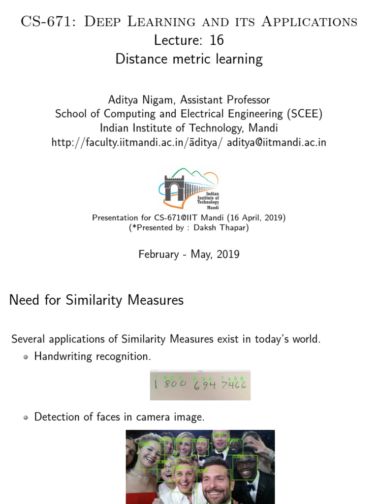 CS-671: Deep Learning and Its Applications Distance Metric Learning ...