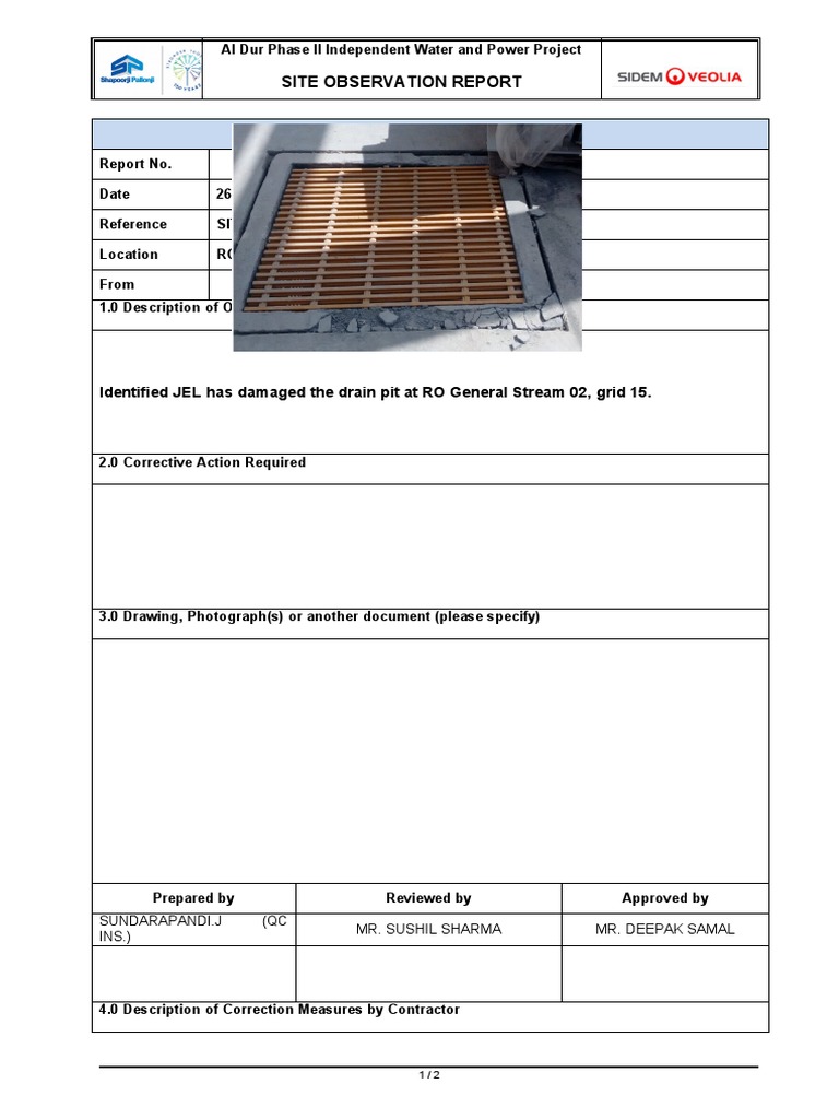 Site Observation Report | PDF