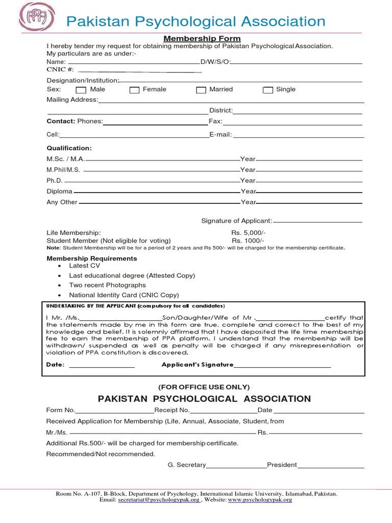 PPA Membership Form | PDF | Master's Degree