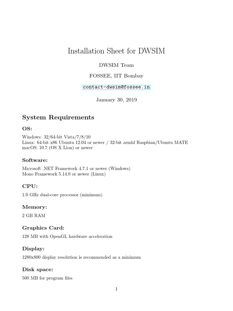 DWSIM Installation Guide | PDF | 64 Bit Computing | Microsoft Windows