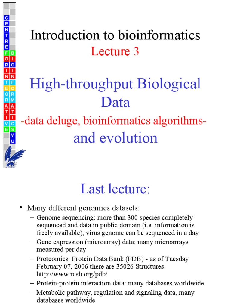 Introduction To Bioinformatics: High-Throughput Biological Data and Evolution | PDF ...
