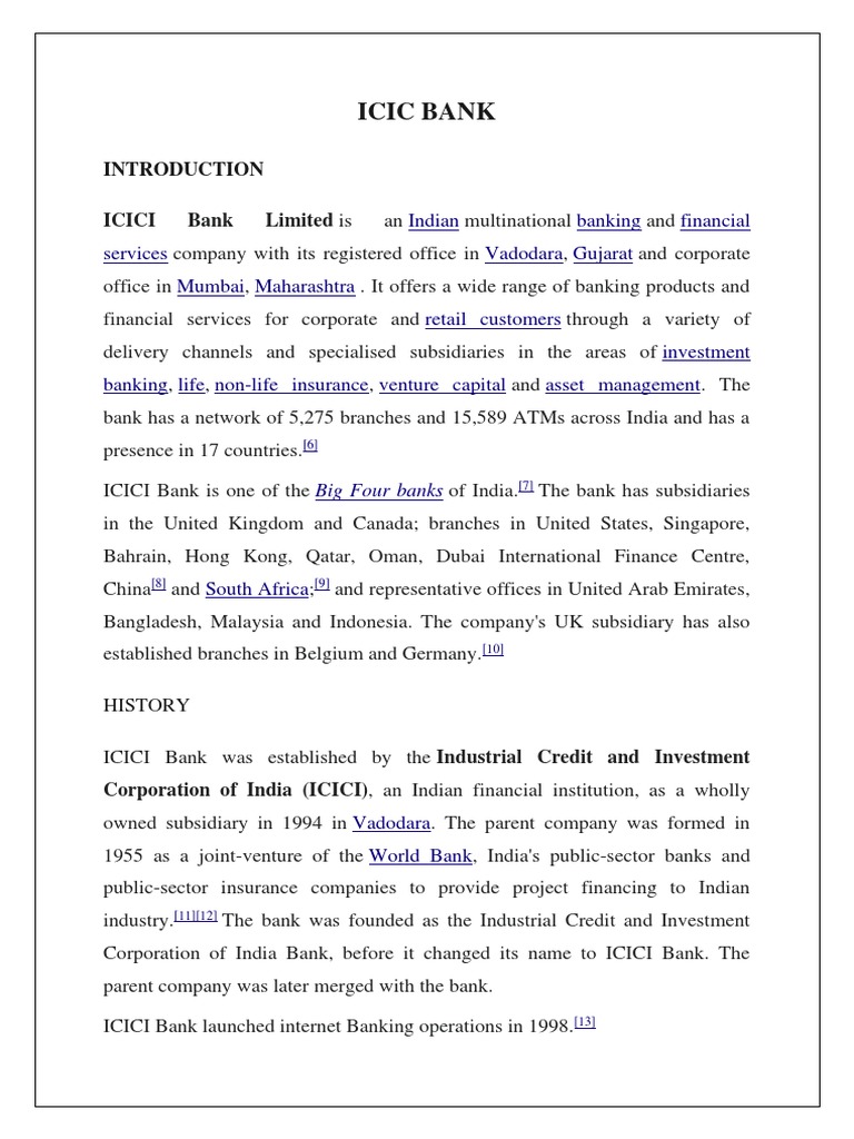 An Overview of ICICI Bank: History, Operations, and Capital Structure ...