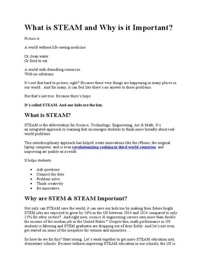 What Is STEAM and Why Is It Important | PDF