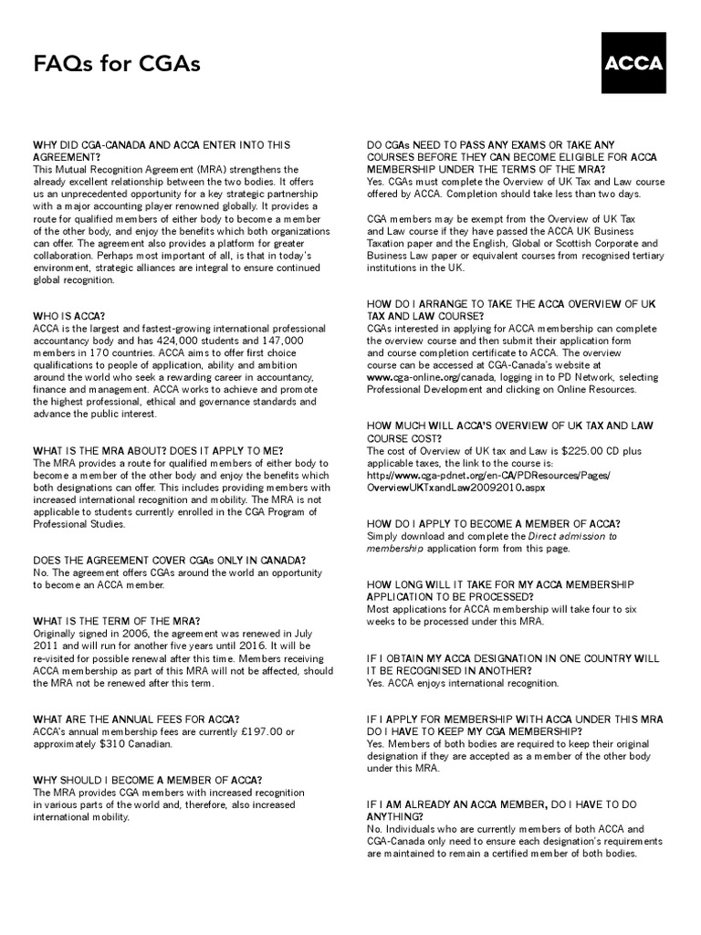 Faqs For Cgas: Membership Application Form From This Page | PDF ...