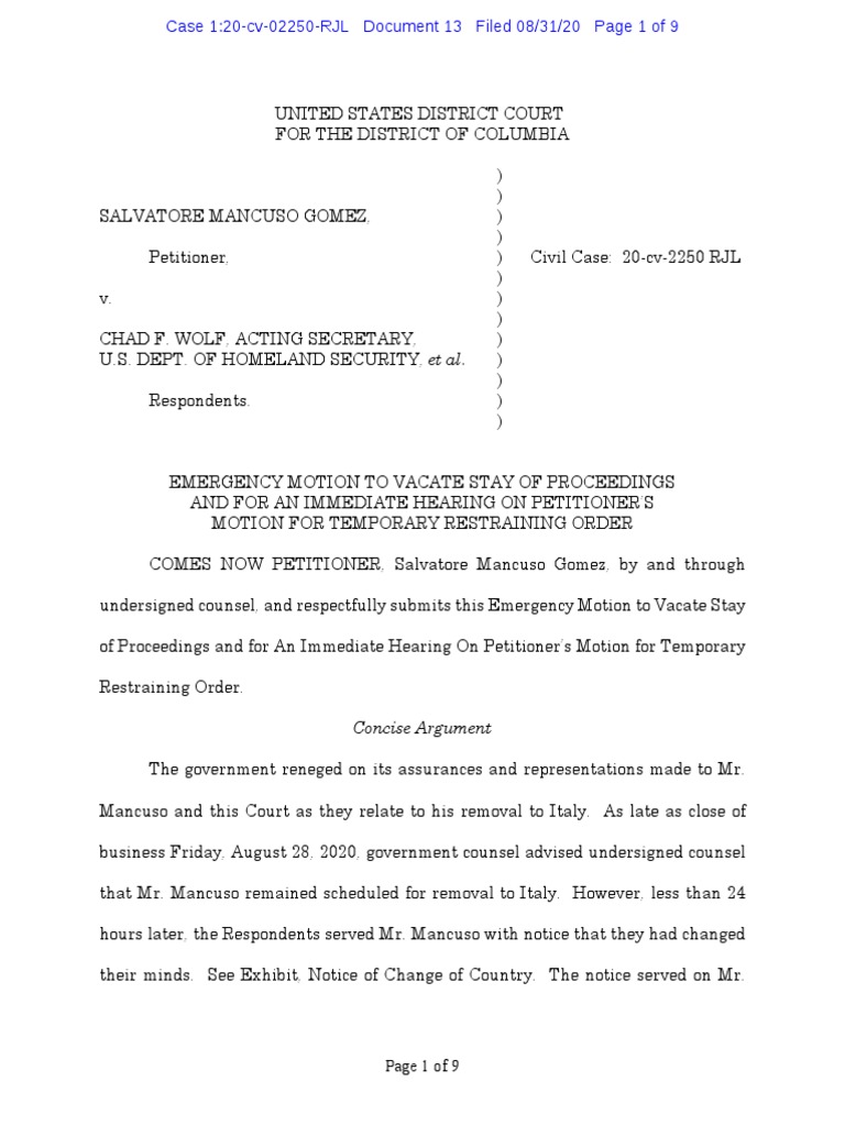 Emergency Motion | PDF | Mandamus | Writ