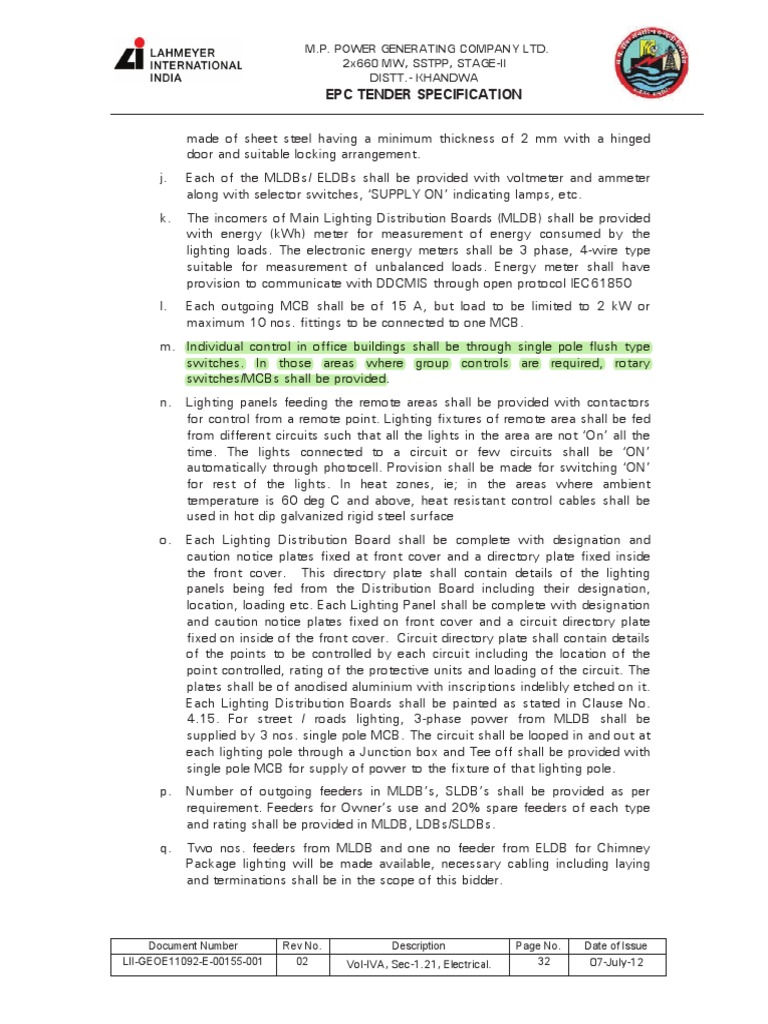 Epc Tender Specification: M.P. Power Generating Company Ltd. 2X660 MW ...