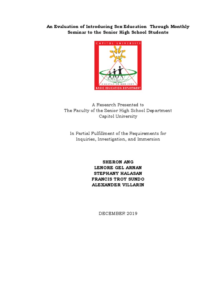 An Evaluation Of Introducing Sex Education Through Monthly Seminar To