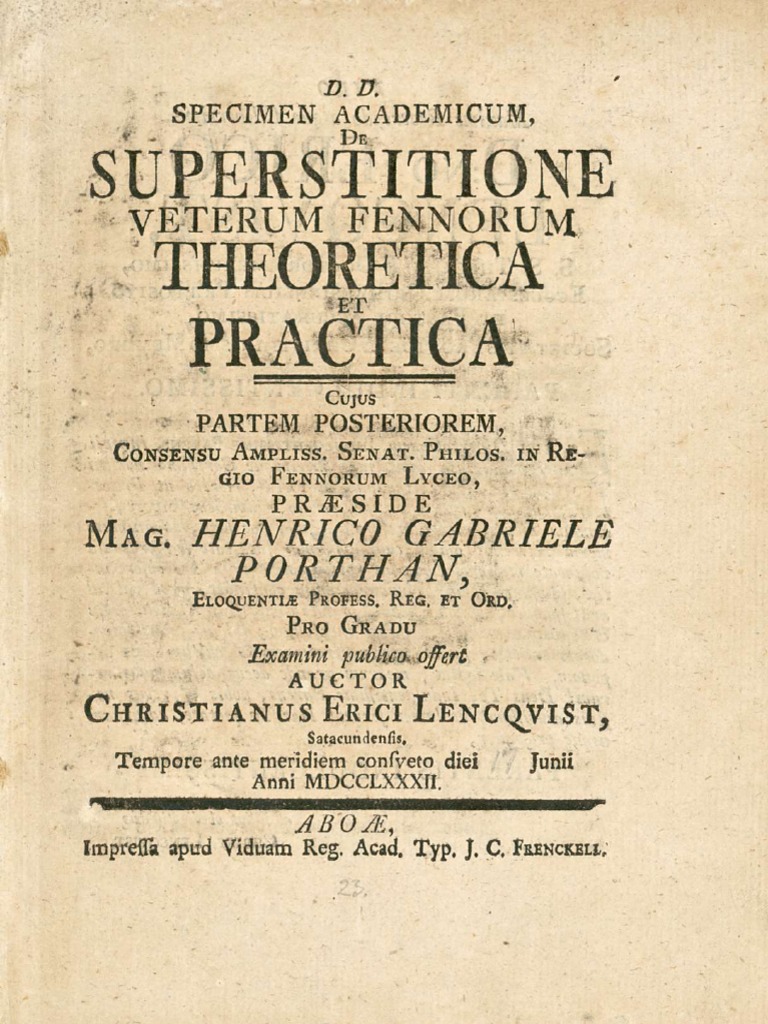 De Superstitione Veterum Fennorum Theoretica Et Practica 2 | PDF