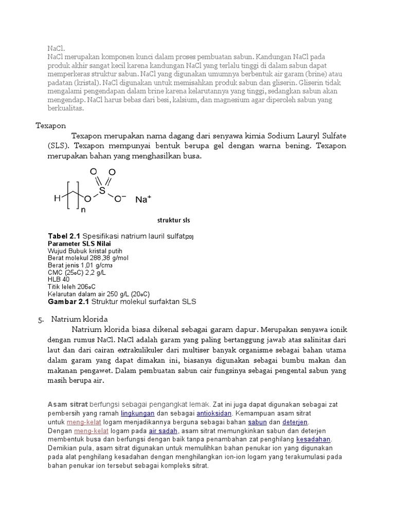 Fungsi Bahan Pembuatan Sabun | PDF | Memasak, Makanan, & Anggur
