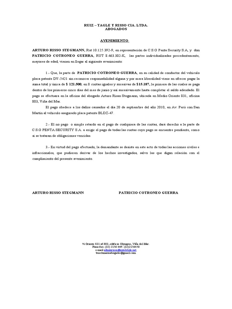 Avenimiento Extrajudicial | PDF