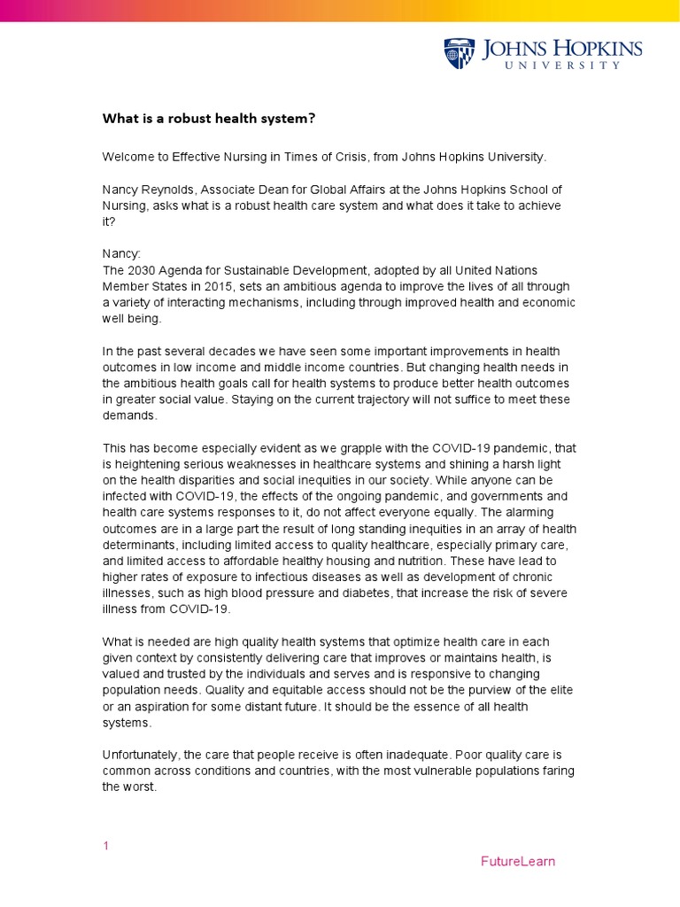 Understanding Robust Health Systems | PDF | Health System | Health Care