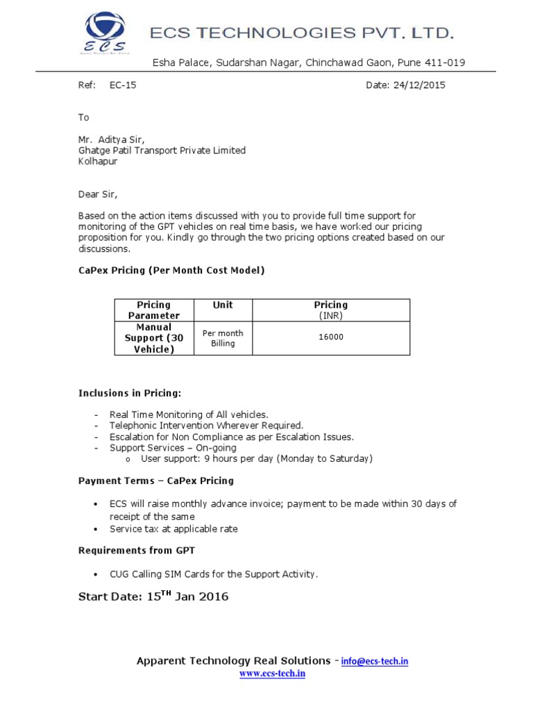 ECS Customer Support Quotation - GPT - M | PDF | Web Development | World Wide Web