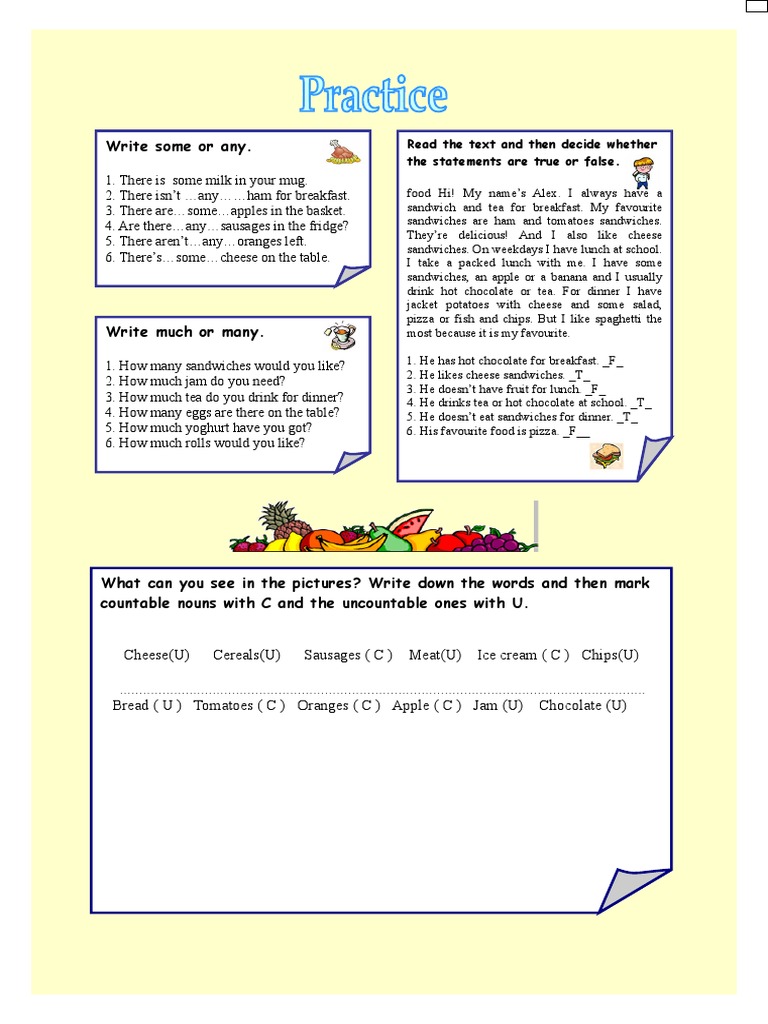 Write Some or Any.: Read The Text and Then Decide Whether The ...