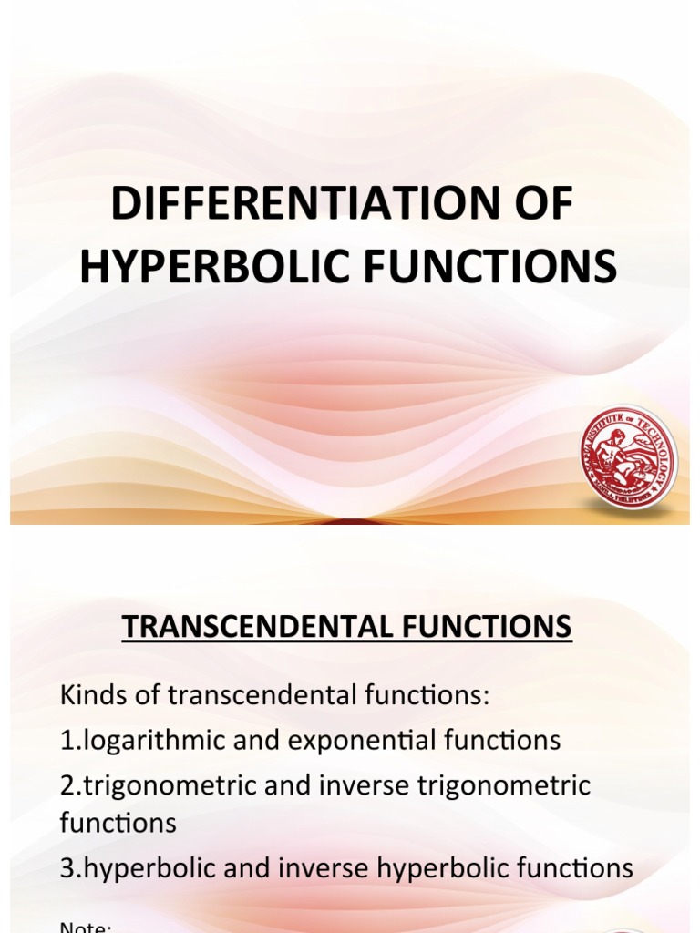Hyperbolic Function Differentiation Guide | PDF | Differential Calculus ...