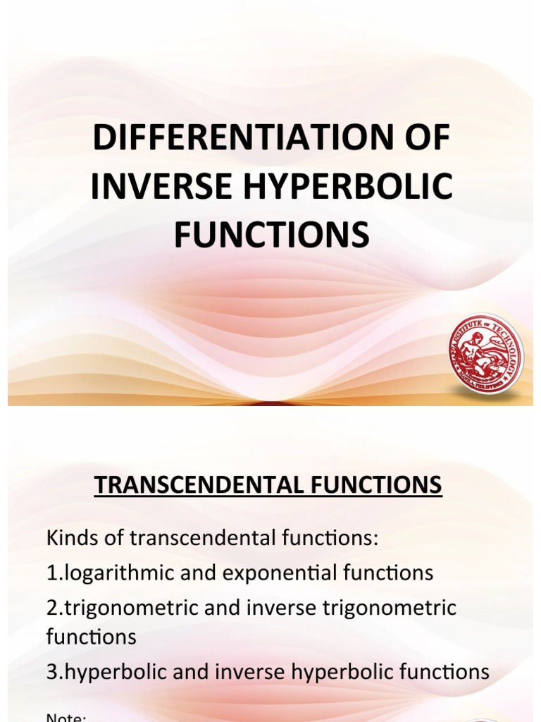 Lesson 4 Derivative of Inverse Hyperbolic Functions | PDF | Real ...