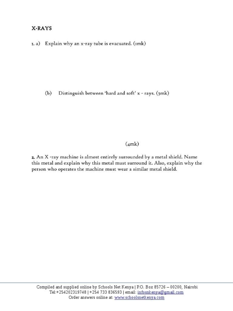 X Rays Questions | PDF