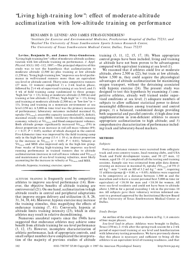 Living High-Training Low'': Effect of Moderate-Altitude Acclimatization ...