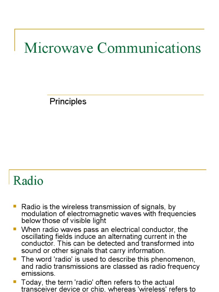 Microwave Communications: Principles | PDF | Radio | Microwave