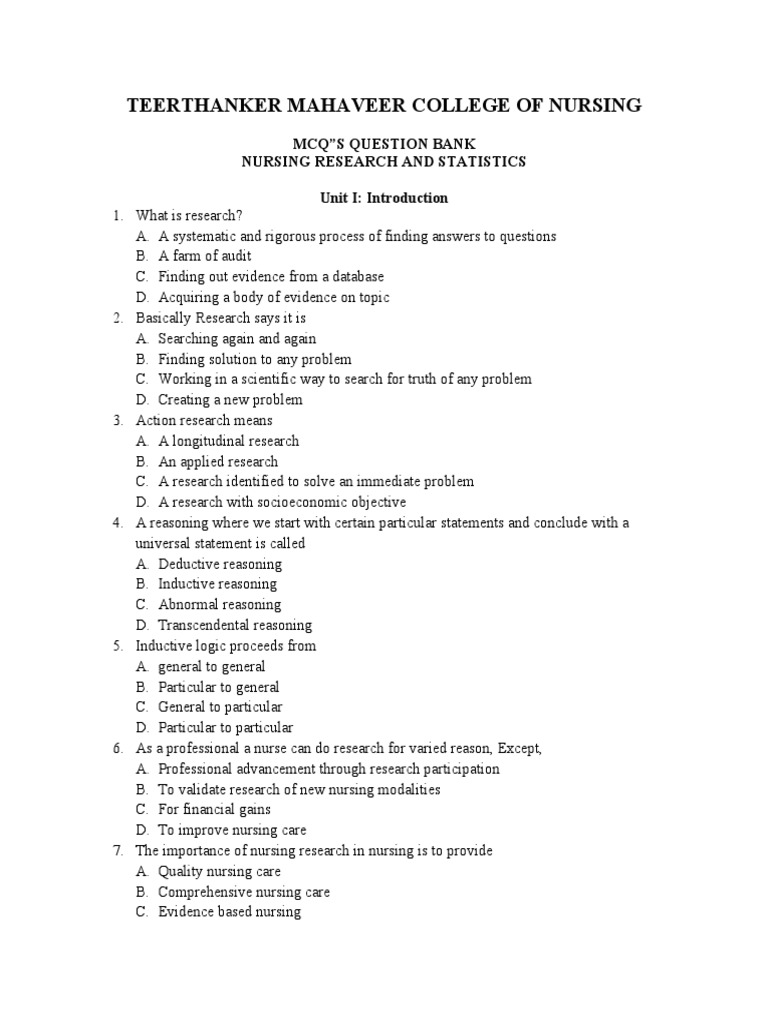 Research Sample MCQ'S | PDF | Sampling (Statistics) | Qualitative Research