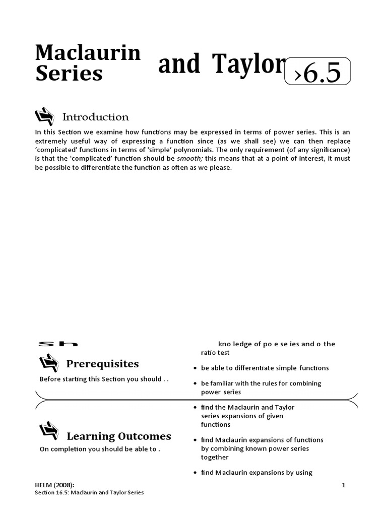 Maclaurin Series: and Taylor | PDF | Power Series | Mathematical Relations
