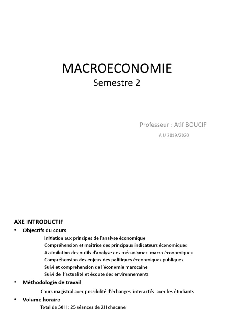 Cours Macro2020 | PDF | Macroéconomie | Comptabilité nationale
