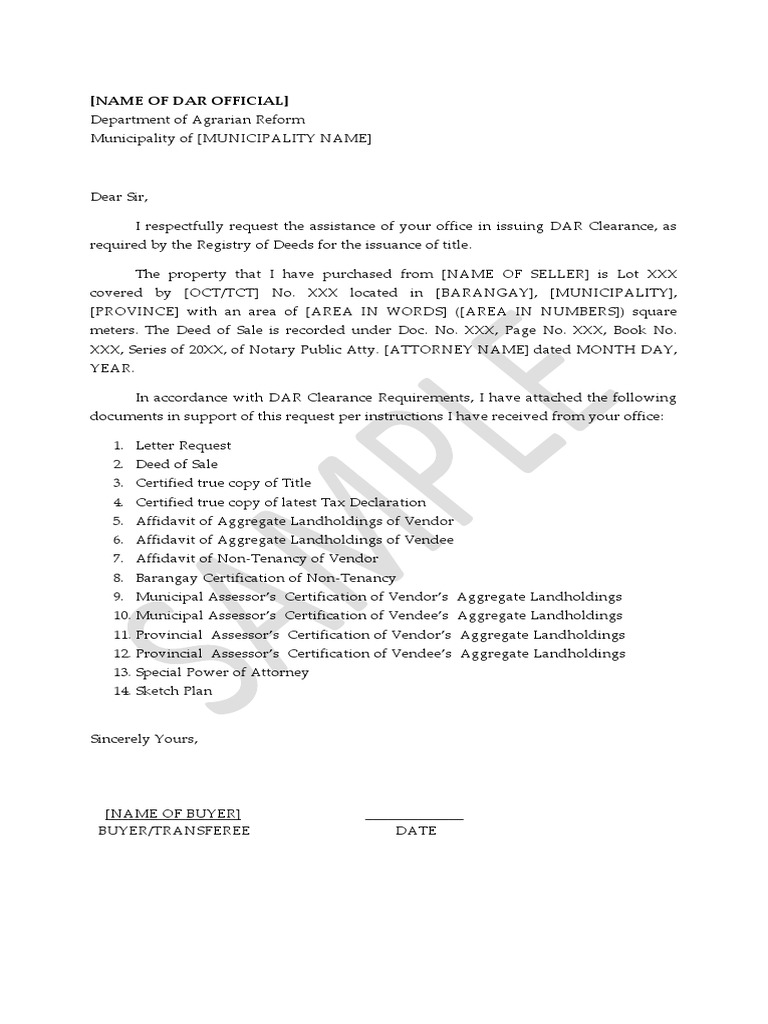 DAR Clearance Request Checklist | PDF