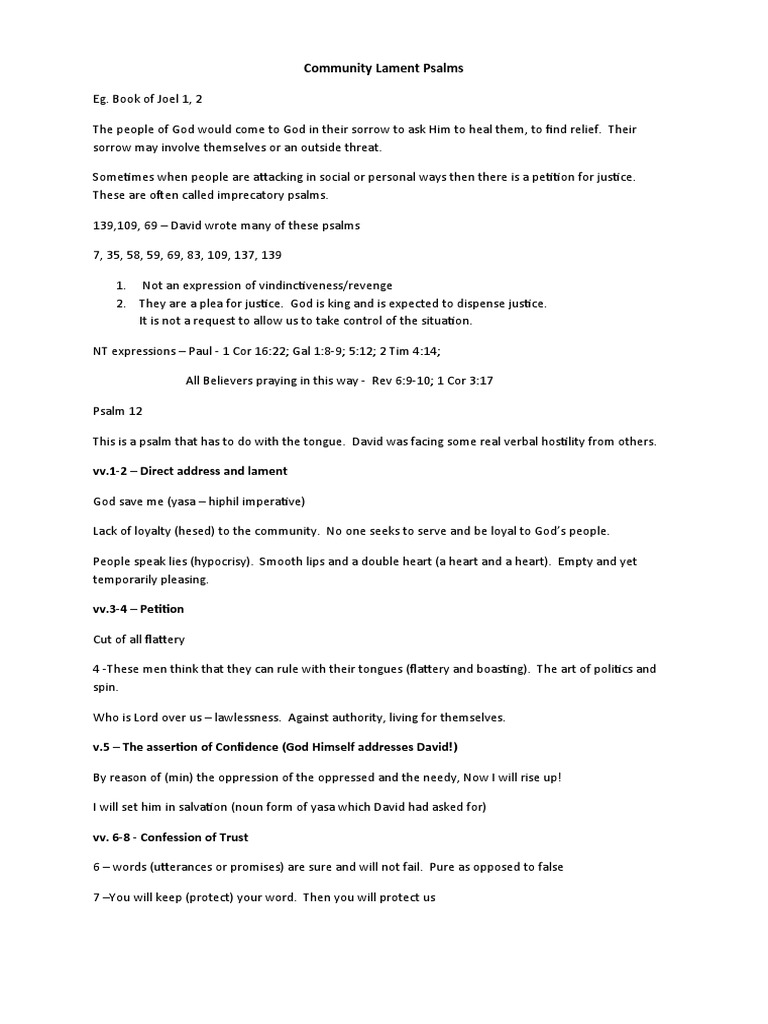 3 Community Lament Psalms | PDF